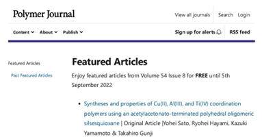 本学大学院生の論文がSpringer Nature社発行『Polymer Journal』誌のFeatured Articlesに選出｜東京理科大学